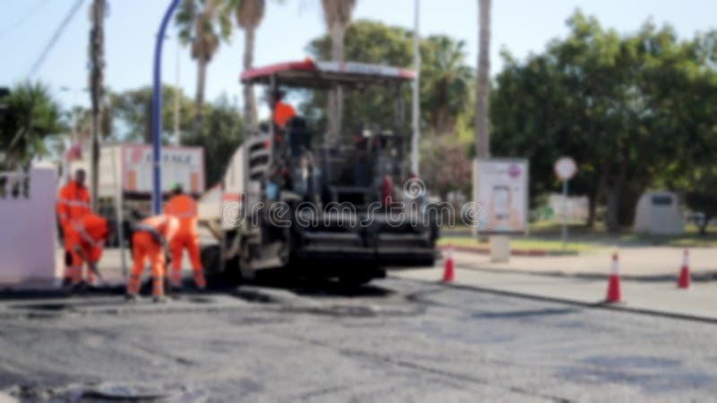 Constructions Workers Working on Road Construction Slow Motion. Stock ...