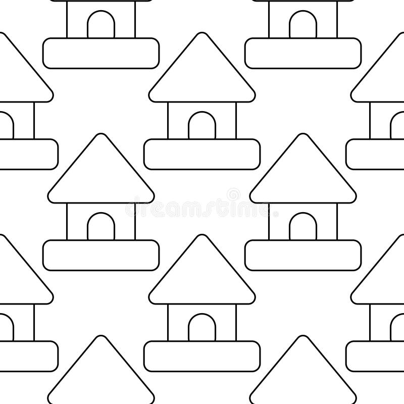 Constructor Build House Childrens Day Pattern Line Stock Vector ...