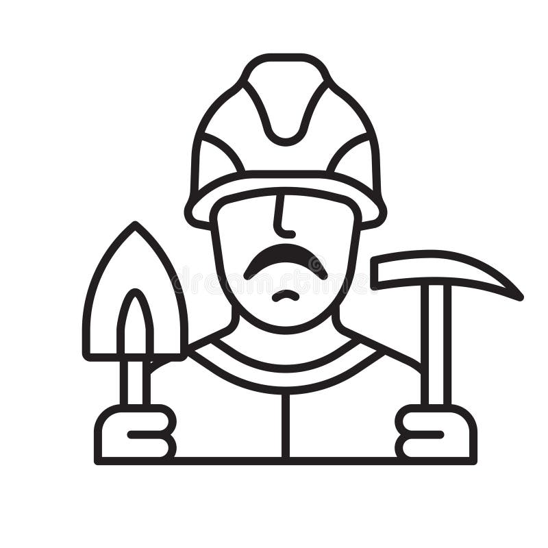 Constructor Builder Man Line Art Icon Stock Illustration - Illustration of digger, fossil: 348085877
