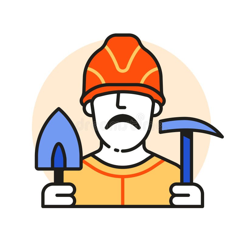 Constructor Builder Man Line Art Icon Stock Illustration - Illustration ...