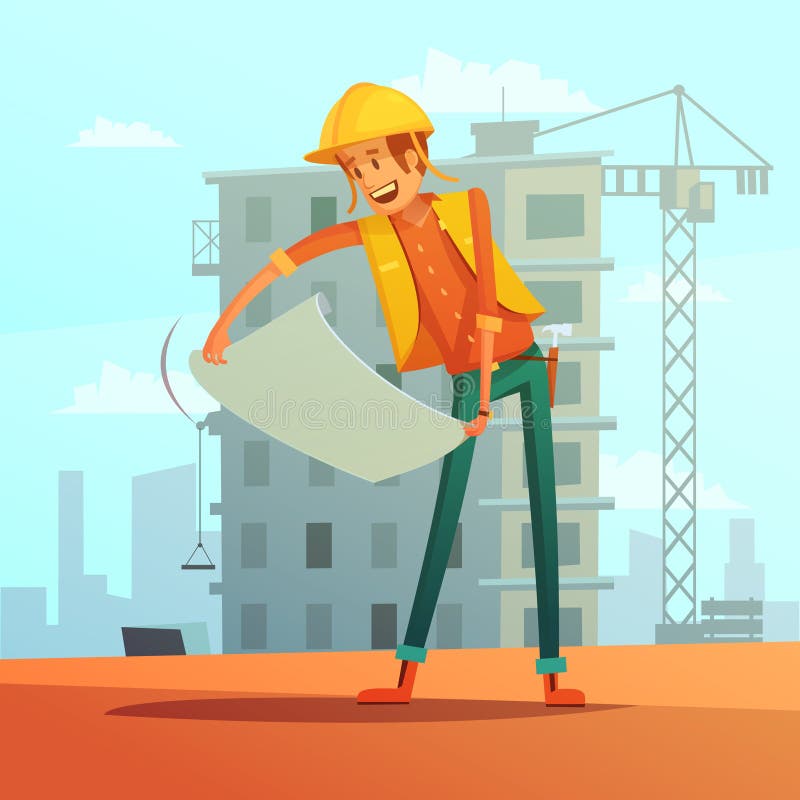 Constructor Cartoon Illustration Ilustración del Vector - Ilustración ...