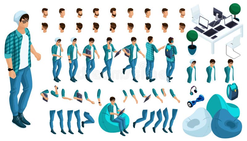 Isometric Character Constructor Stock Illustrations – 496 Isometric ...