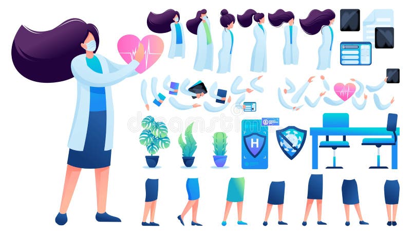 Doctor women isolated set stock vector. Illustration of african - 164312090