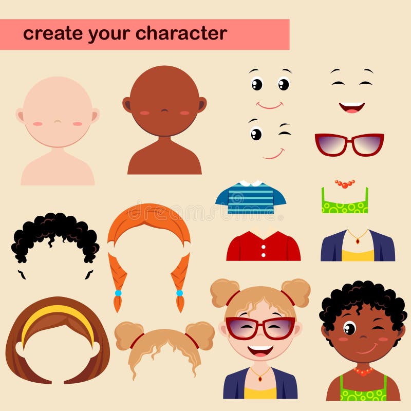 Constructor of Girl Characters. Create Your Avatar Stock Vector ...