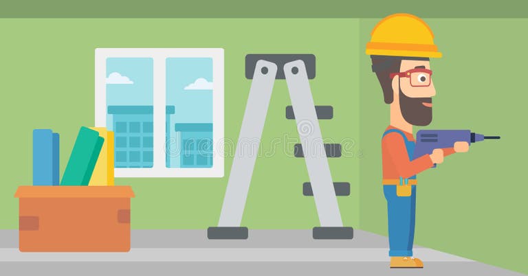 Man Drilling Hole Wall Stock Illustrations – 109 Man Drilling Hole Wall ...