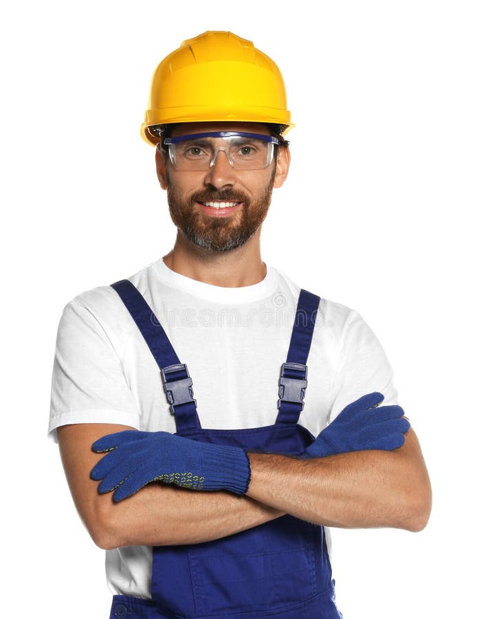 Constructor Profesional Con Uniforme Aislado En Blanco Imagen de ...