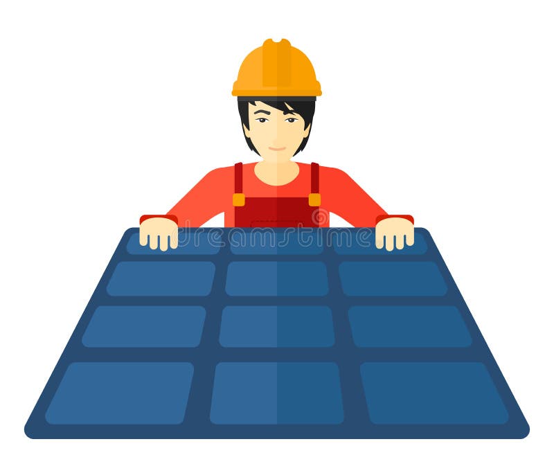 White Background Cartoon Solar Worker Stock Illustrations – 136 White ...