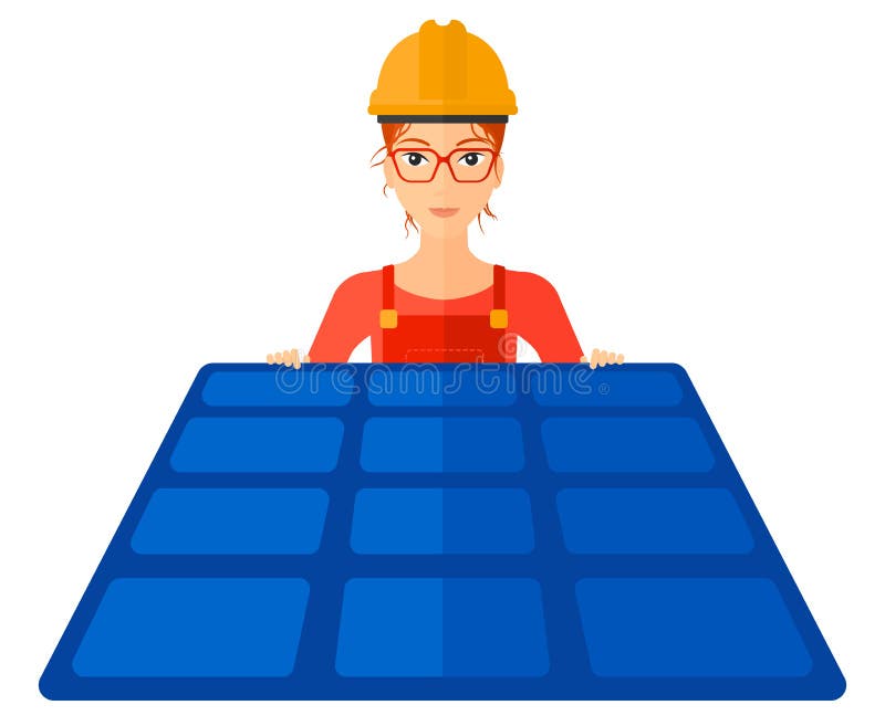 Constructor with Solar Panel. Stock Vector - Illustration of clean ...