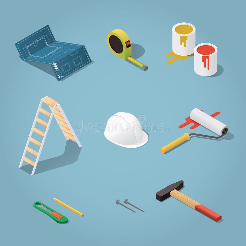 Constructor tools set stock vector. Illustration of pencil - 81978686