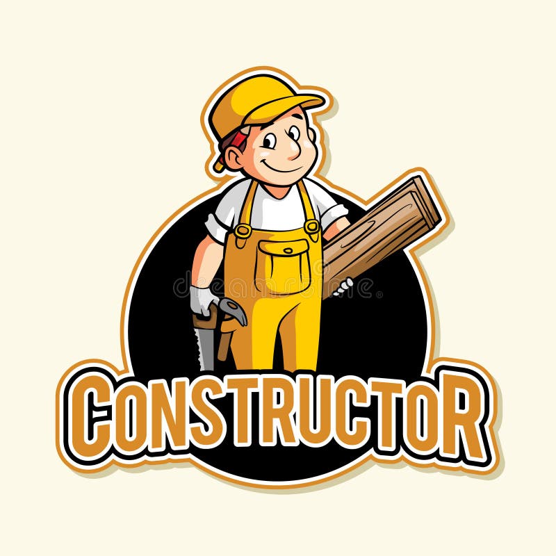 Constructor with Yellow Uniform Color Logo Illustration Stock Vector ...