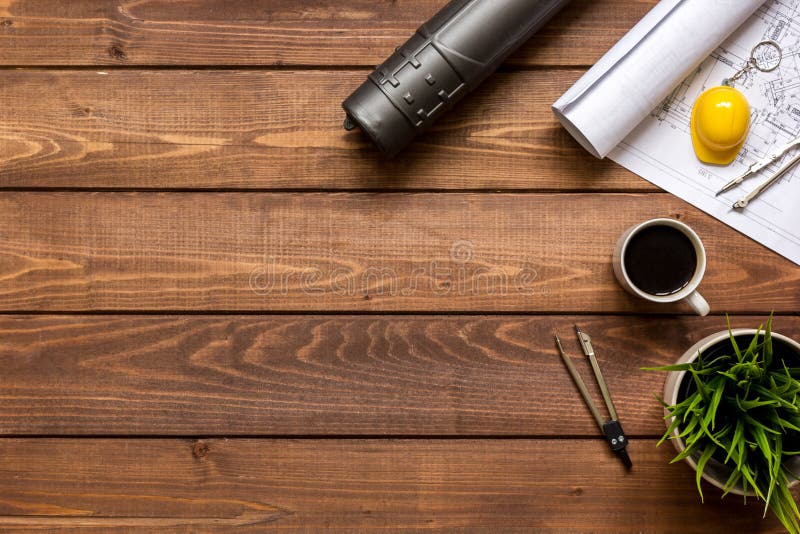 Constructor Wooden Working Desktop with Drawings Apartments Top View ...