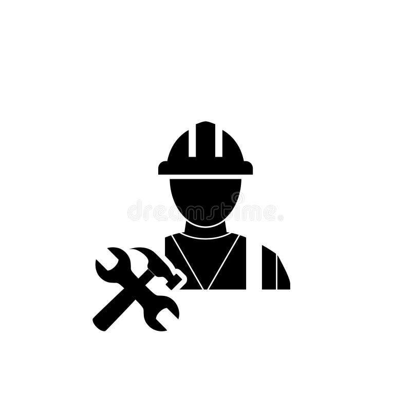 Constructor Worker Icon Isolated on White Background Stock Vector ...