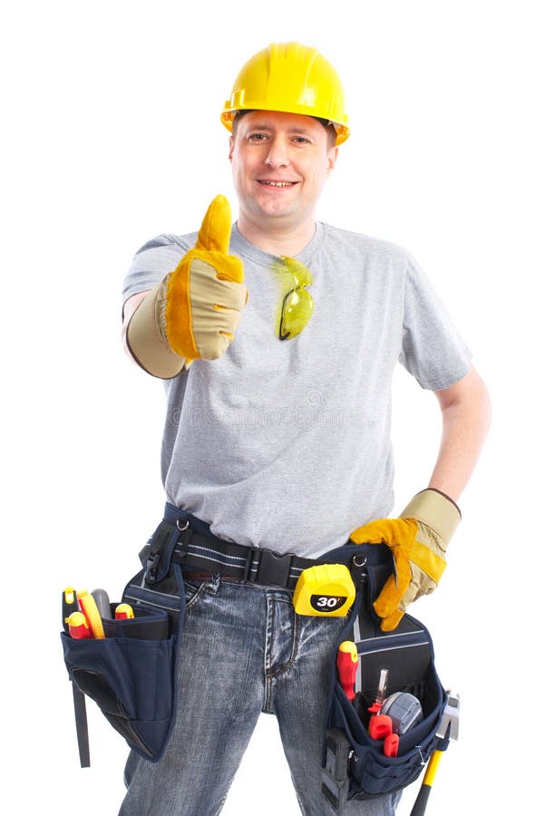 Construtor foto de stock. Imagem de sorriso, eletricidade - 13972882