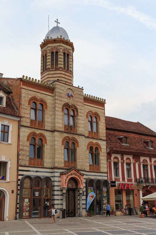Consular Square of the City of Brasov in the Evening before a ...