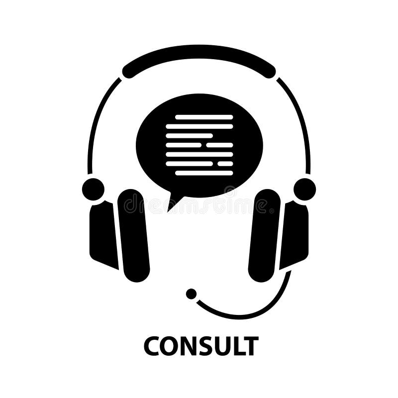 Consult Icon, Black Vector Sign with Editable Strokes, Concept ...