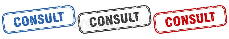 Consult Square Isolated Sign Set. Consult Stamp Stock Vector ...