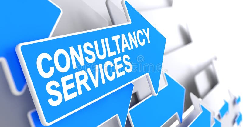 Consultancy Services - Inscription on the Blue Pointer. 3D. Stock ...