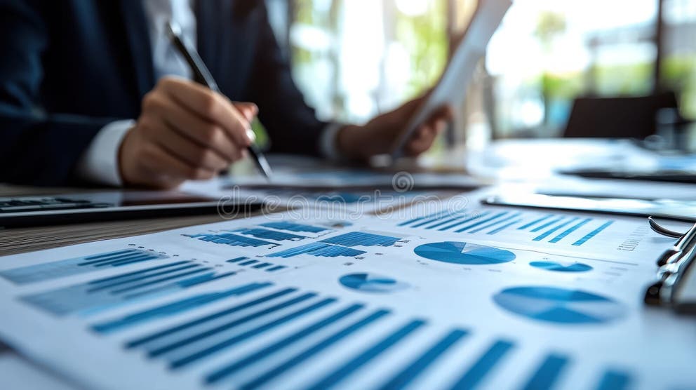 Consultant Analyzing Financial Data with Charts and Graphs in Modern ...
