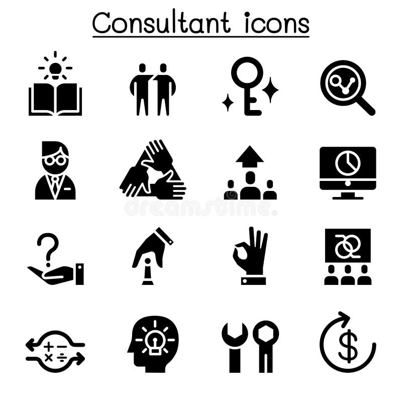 Consultant & Expert Icon Set Stock Vector - Illustration of decision ...