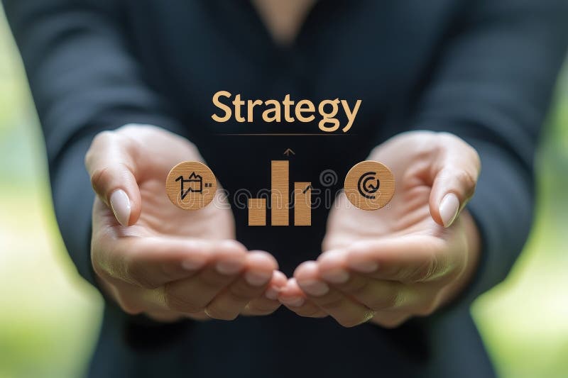 Consultant Presenting Virtual Icons about Strategy in an Outdoor ...