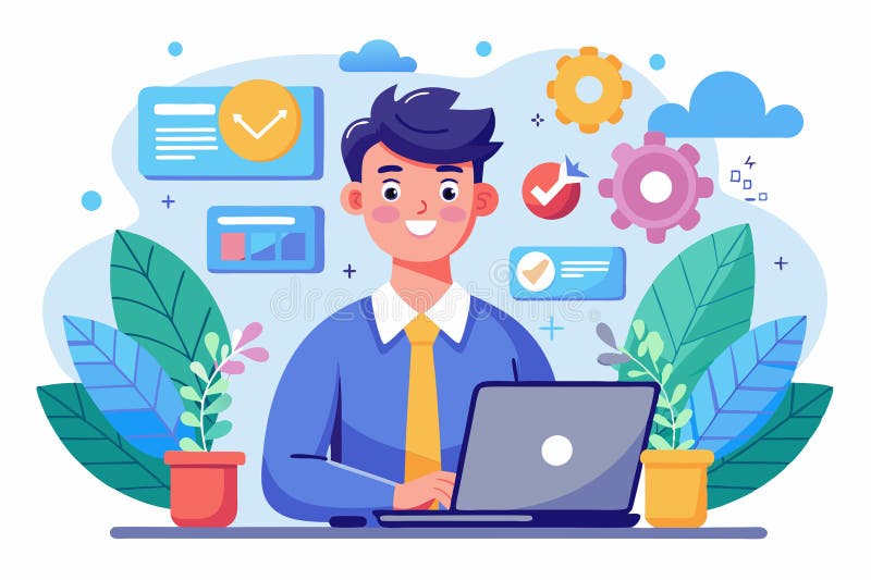 A Consultant Engages with Clients Remotely, Showcasing Colorful Visuals ...