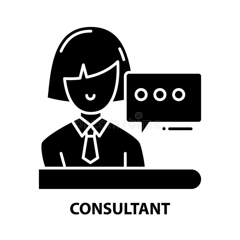Consulting Manager Icon, Black Vector Sign with Editable Strokes ...