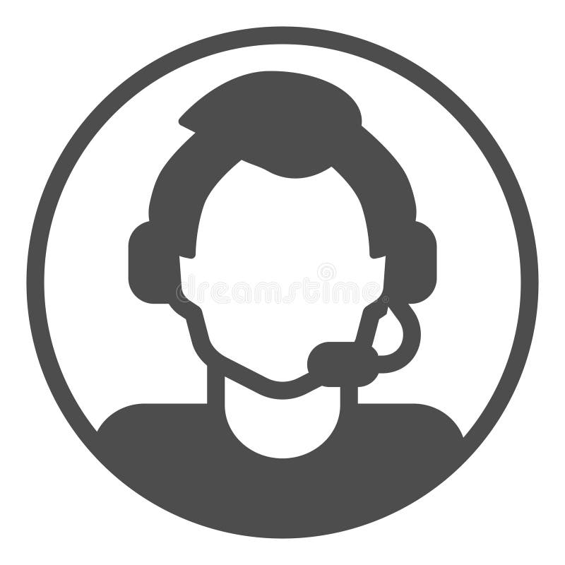 Consultant Man with Microphone Headset Solid Icon, Remote Work Concept ...