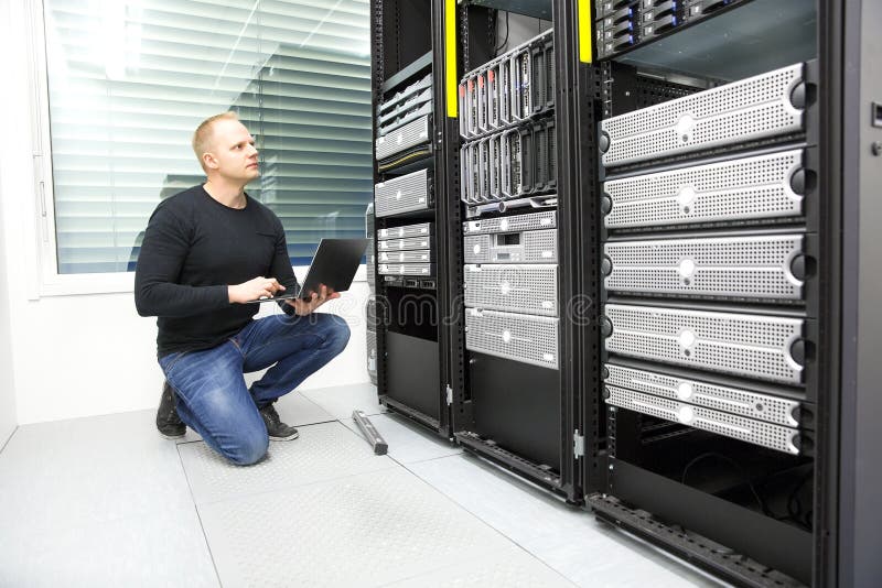 It Technician Monitors Data Center Stock Photo - Image of male ...