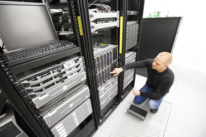 It Engineer Maintains Servers In Datacenter Stock Photo - Image of ...