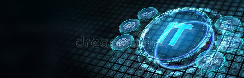 It Consultant Presenting Tag Cloud about Information Technology. 3d ...