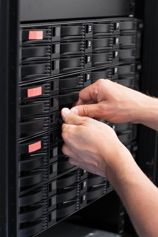 It Consultant Replace a Harddrive in Server Stock Image - Image of hand ...
