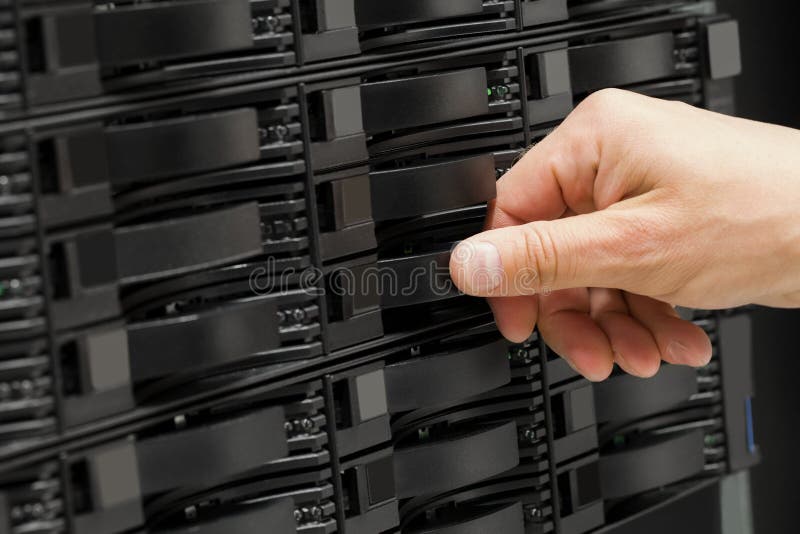 It Consultant Replaces SAN Harddrive in Datacenter Stock Photo - Image ...