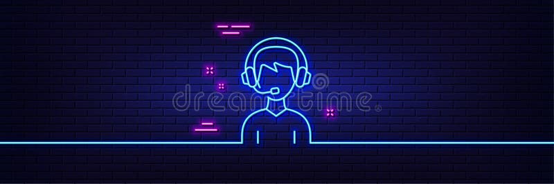 Consultant Service Line Icon Call Center Sign Neon Light Glow Effect