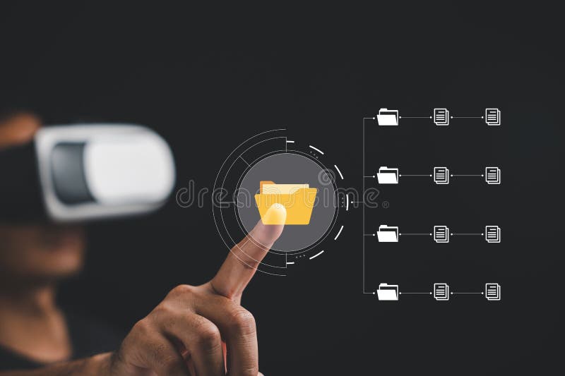 It Consultant in Virtual Reality VR Working with a Document Management ...