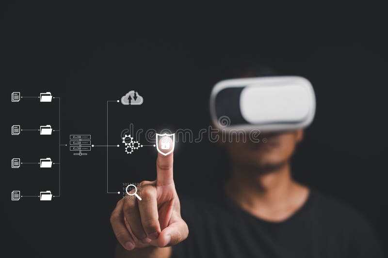 It Consultant in Virtual Reality VR Working with a Document Management ...