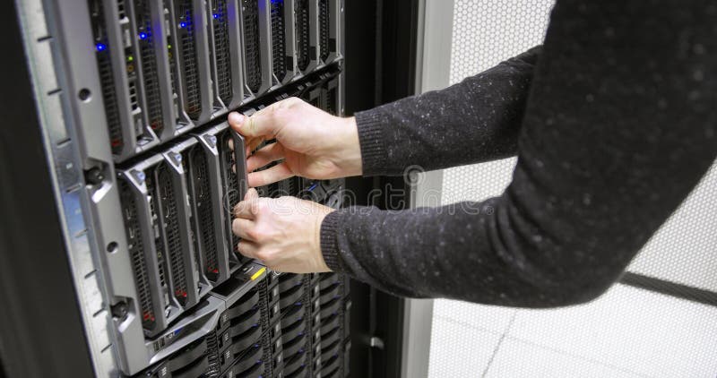 It Consultant Working with Blade Server in Datacenter Stock Photo ...