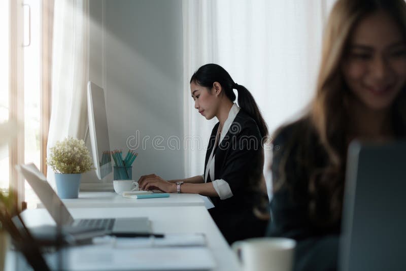 It Consultant Working by Computer and Management Big Data and Analyze ...