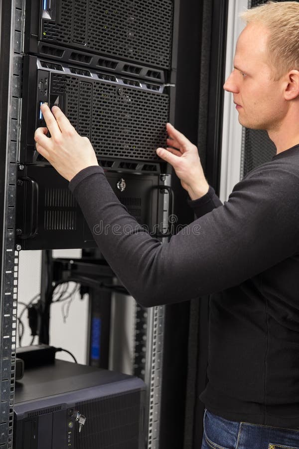 It Consultant Working with Installation of a Server in Datacenter Stock ...