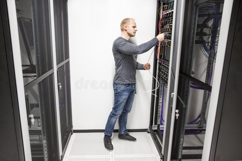 It Consultant Works with Network in Datacenter Stock Photo - Image of ...