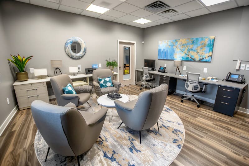 Consultation Area with Comfy Chairs and Sample Office Setups Stock ...