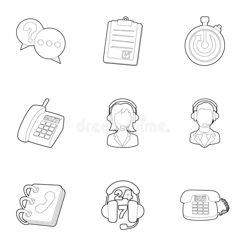 Consultation Icons Set, Outline Style Stock Vector - Illustration of ...