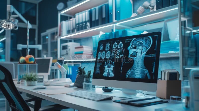 Consultation Setup in a Medical Office Featuring a Computer Workstation ...