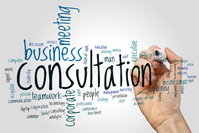 Consultation Word Cloud Concept on Grey Background Stock Photo - Image ...