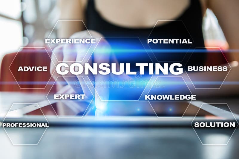 Consulting Business Concept. Text and Icons on Virtual Screen. Stock ...