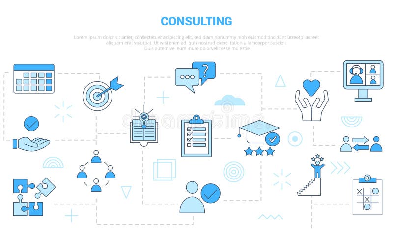 Consulting Concept with Icon Set Template Banner with Modern Blue Color ...