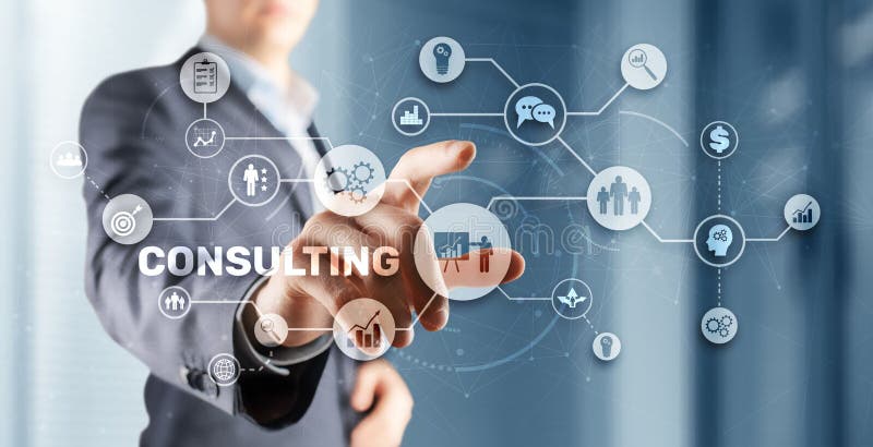Consulting Concept. Man Pressing 3d Icon Consulting Stock Image - Image ...