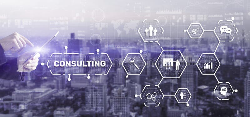 Consulting Concept. Man Pressing 3d Icon Consulting Stock Photo - Image ...