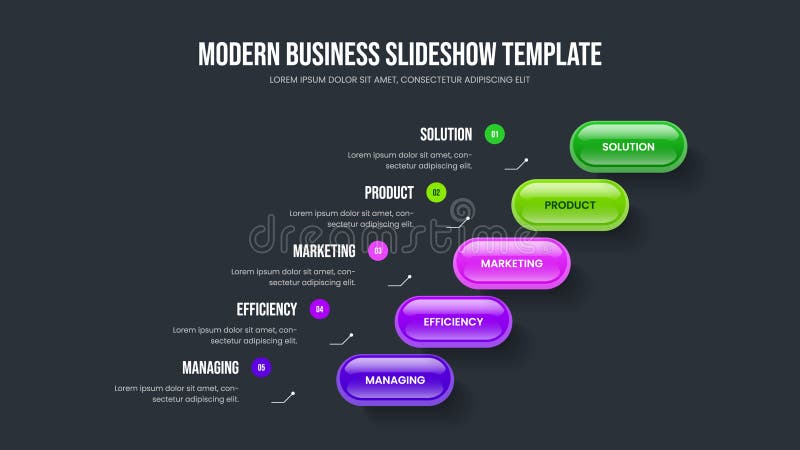 Enterprise Solution 5 Step Diagram Slideshow Template Stock Vector ...