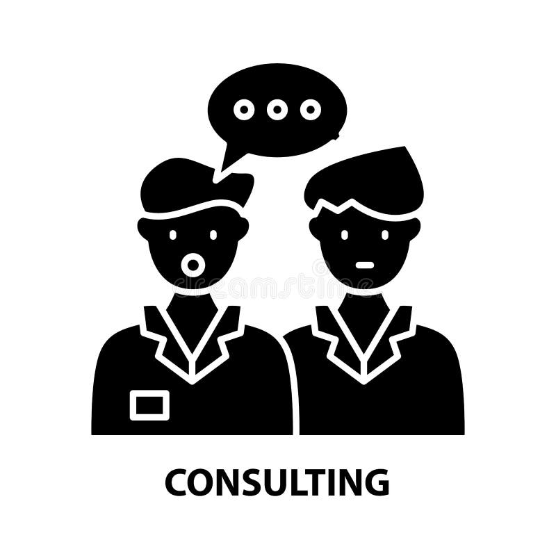 Consulting Icon, Black Vector Sign with Editable Strokes, Concept ...