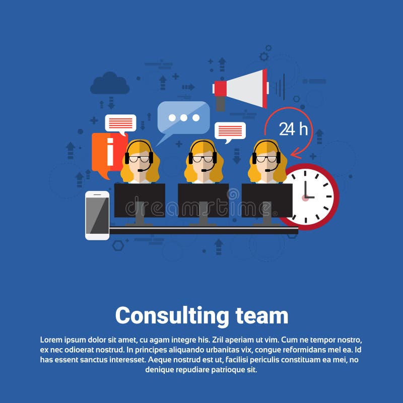 Consulting Team Support Technical Online Chat Web Banner Stock Vector ...